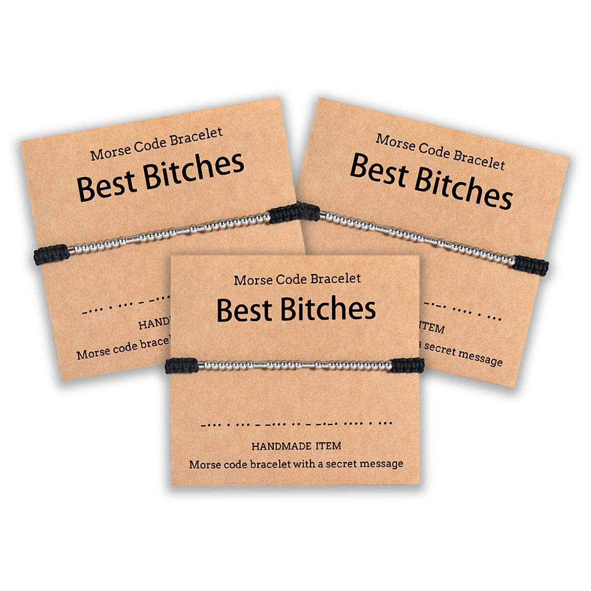 Shonyin Best Bitches Morse Code Bracelets for Women Friendship Matching Bracelet Set Best Friends Galentines Day Jewelry Unique Gifts for 3