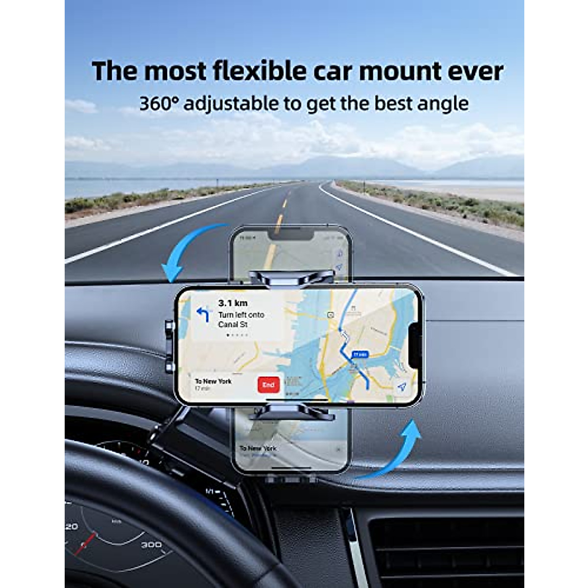 VICSEED Phone Mount for Car [Lifesaver to Keep Eyes on Road] Car Phone Mount in Front of Steering Wheel, Never Get Distracted Car Phone Holder Mount, Grip on Dashboard Car Mount for iPhone & Android