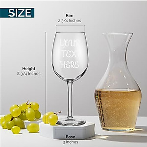 Personalized Your Text Here Laser Engraved Stemmed Wine Glass 16 oz. Custom Drinking Glass Gifts for Him, Her