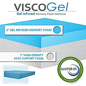 AC Pacific VISCOGEL Gel Infused Polyester Memory Foam Mattress Made in USA, Twin, White