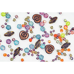 2.1oz (60 g) Mix of Unique Czech Bohemia Glass Pressed Beads, Crazy Purple Green Copper, Table Cut, Matte and Glossy, Faceted Fire Polish, Hand Made Set Kit BCV
