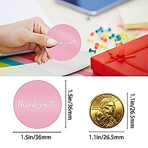 Thank You Stickers,1.5 Inch Pink Thank You Sticker Roll for Business,500 Pcs Thank You Labels for Gifts Bags,Envelopes,Bubble mailers& Bags