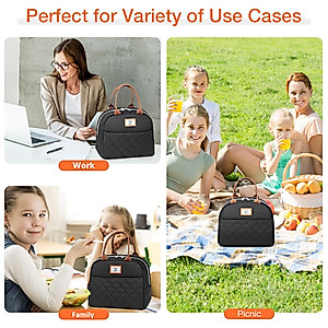 Lekesky Lunch Bag for Women Insulated Small Lunch Box Leakproof Lunchbox for Nurses Work, Black