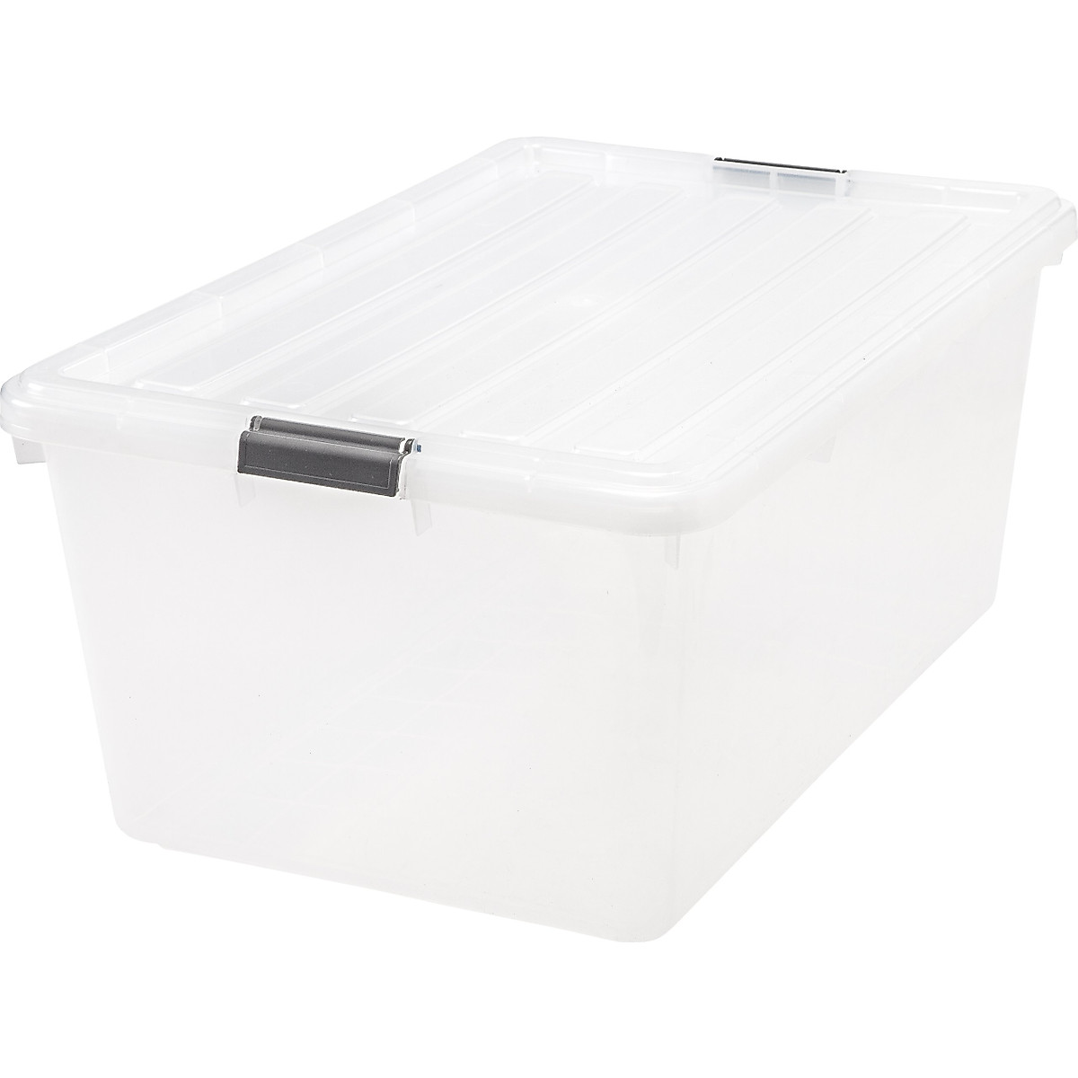 IRIS USA 68 Qt. Large Storage Bin with Buckle Down Lid, 1-Pack, Sturdy and Versatile Organizer Utility Tote Container Box for Seasonal Clothes Blankets Decoration Long Term Storage, Clear