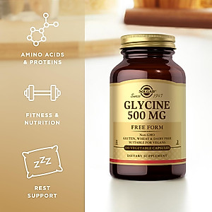 SOLGAR Glycine 500 mg - 100 Vegetable Capsules - Non-GMO, Vegan, Gluten Free, Dairy Free, Kosher - 100 Servings
