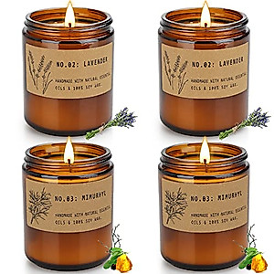 4 Pack Candles for Home Scented, Aromatherapy Lavender Candles Set, 28 oz 200 Hour Long Lasting Soy Jar Candles, Strongly Fragrance Candles Gifts Set for Women, Birthday, Mother's Day Present