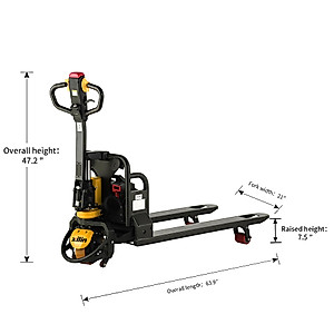 Xilin Electric Powered Pallet Jack 3300lbs Capacity Lithium Battery Walkie Pallet Truck 45"x21" Fork Size with Extra Lithium Battery