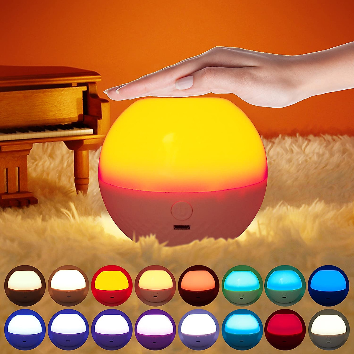 PUHPIG Night Light for Kids,Baby Bedside lamp Rechargeable LED Nursery Night Lights Bedroom Breastfeeding Light with Touch Sensor and Remote Control Portable Ambient Light for Home Décor,Kids Room