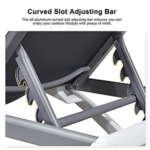 PURPLE LEAF Patio Chaise Lounge Chair Set of 2 Outside Plastic Stackable Tanning Chairs with Armrests for Pool Sunbathing Beach Deck Outdoor Loungers, Light Grey