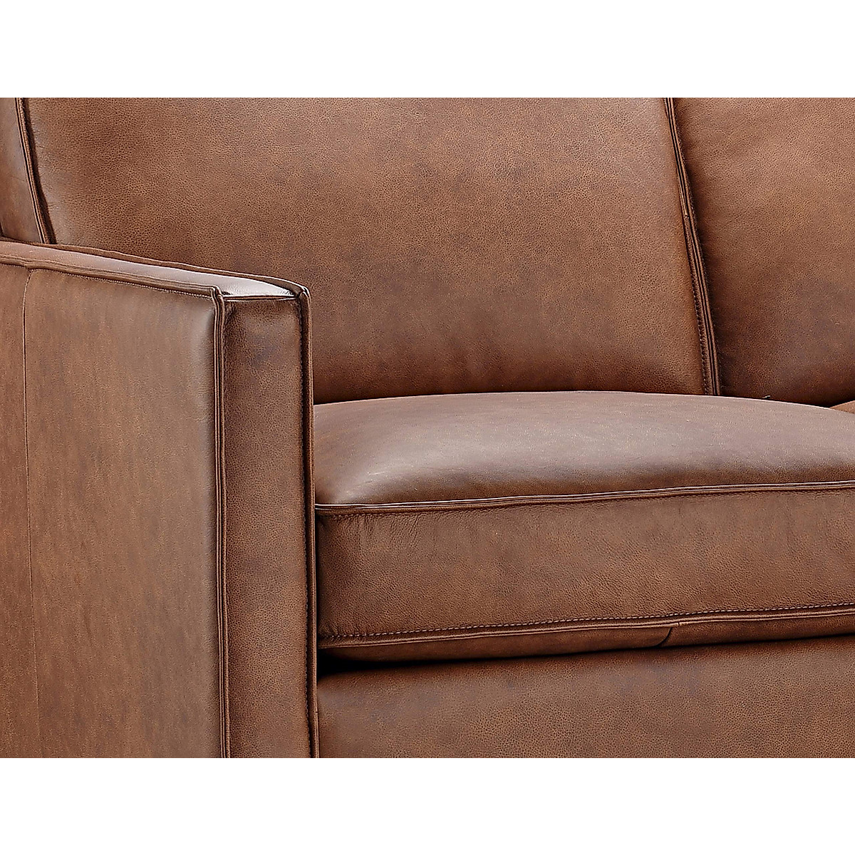 Pimlico 100 Percent Top Grain Leather L-Shaped Sectional with Chaise, Right Arm Facing, Brown
