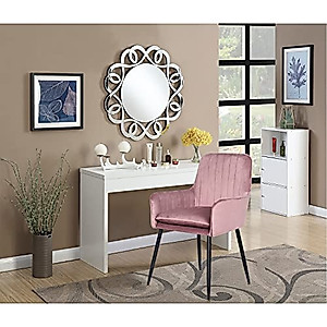Decent Home Velvet Dining Chair Set of 2 Mid-Back Accent Arm Chairs with Black Metal Legs Modern Leisure Upholstered Seat Living Room Chair Home Desk Chair (Pink-2PCS)