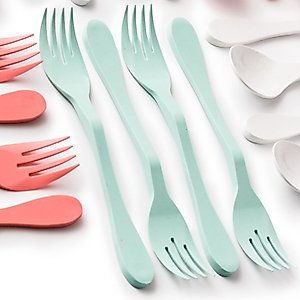 Knork Eco Fork Bamboo Plant Based Cutlery Reusable Flatware Set, 12 Piece Knork fork, Mint