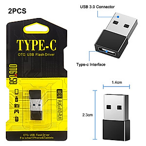 leizhan USB C Female to USB Male Adapter 2 Pack, USB C to USB OTG Adapter, Type C to A Charger Cable Converter Compatible for MacBook Samsung with Wall Charger Power Bank Laptop