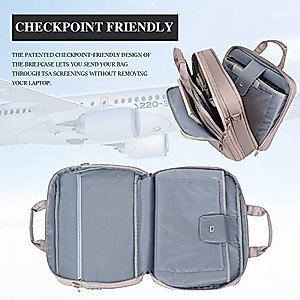 EMPSIGN 17.3 Inch Laptop Bag, Large Capacity Expandable Briefcase for Women & Men Business Office, Water-Repellent Laptop Case Travel Computer Bag with RFID Pockets, Dusty Pink