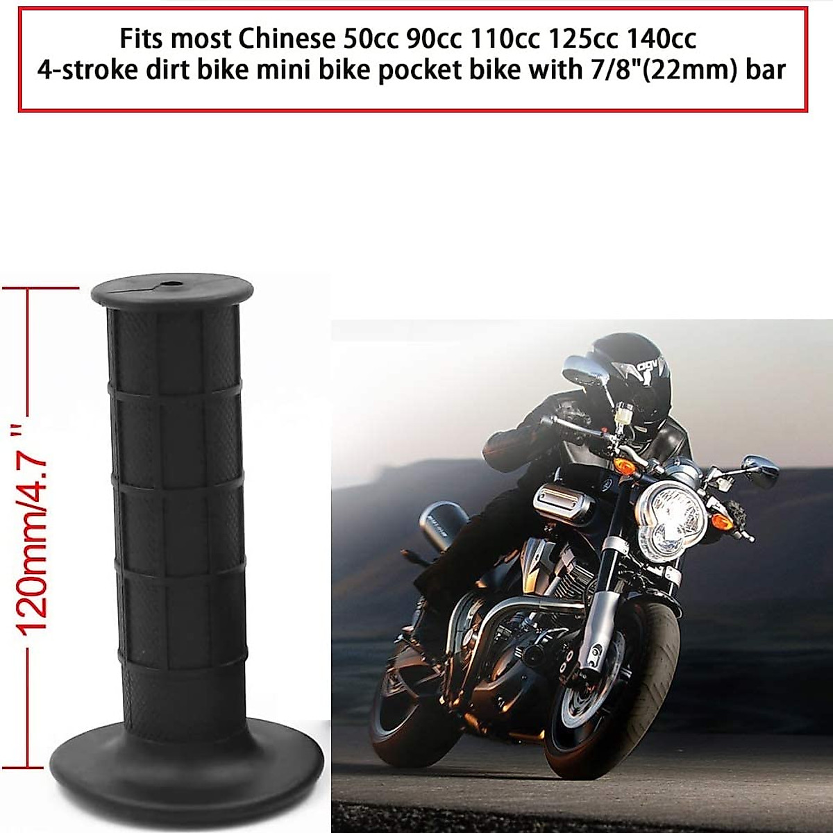 CALU LUKY 22mm Twist Throttle Accelerator Handle Grips, 50 90 110 125cc Pit Bike Dirtbike (Handle Grip + Cable + Throttle Clamp + flameout Switch)