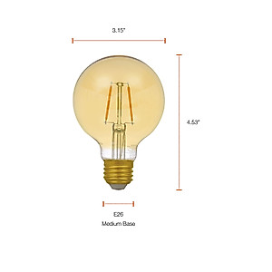 SYLVANIA LED Vintage Filament Globe G25 Light Bulb, 25W Equivalent Efficient 3W, 13 Year, Dimmable, 2175K, Amber Glow - 3 Pack (40066)