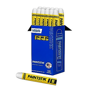 Markal 80220- Paintstik Original B Solid Paint Marker for Oily, Icy, Wet, Dry or Cold Surfaces, Weather- and UV-Resistant, White Color, (12Pk) Made in USA