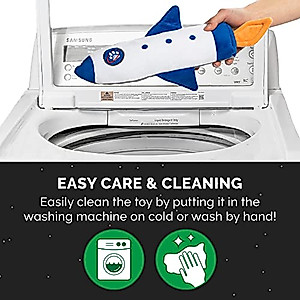 Furhaven Catnip Rocket Kicker Plush Cat Toy, Refillable - White/Blue, One Size