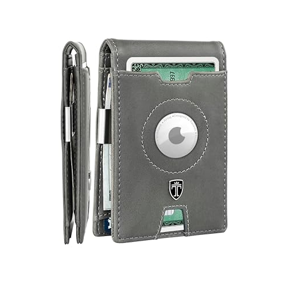 TRAVANDO AirTag* Wallet Mens Wallet with Money Clip Air Tag Wallet Card Holder RFID Blocking Bifold Gifts for Men