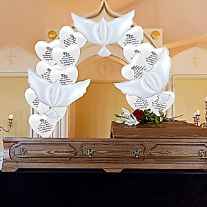 50 PCS White Memorial Balloons Set 40 PCS Memorial Balloons 8 PCS Peace Dove Balloons Funeral Remembrance Balloons 2 Rolls of Ribbons for Condolence Funeral Anniversary Memorial Services