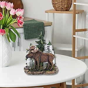 Comfy Hour Western Retro Collection Resin Moose Beside Pine Tree Salt and Pepper Bottle, Lodge, Cottage and Cabin Style, S&P (Bottle Not Included)