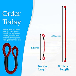 Dock Line/Boat Rope/Anchor Rope - Boat Accessories Marine Rope and Dock Lines for Boats (2 Looped Ends, 8 to 42 inch) Pack of 2