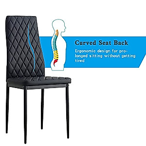 Tansole Dining Chair Set of 4 PU Leather Living Room Chair Modern Kitchen Armless Side Chair with Metal Legs for Restaurant Small Household (Black, Set of 4)