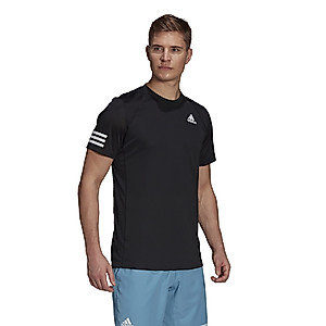 adidas Men's Club Tennis 3-Stripes Tee, Black/White, X-Large