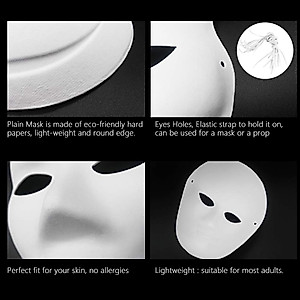 Lynkaye White Plain Masks,16 pcs DIY Unpainted Masquerade Masks Craft Mardi Gras Dance Cosplay Party Mask Costume (16 Pcs) (Style A)