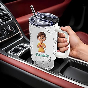 Personalized Nurse Tumbler 40oz -transplant coordination-Custom Name Insulated Travel Mug with Handle & Straw, Gift for Nurses, Medical Workers, Appreciation, Mother's Day cEGrcZ