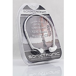 SONXTRONIC White ICE Xdr-8001 Vertical in Ear Ultralight Sport Running Headband Headphones (mdr-w08l Style White and Silver)
