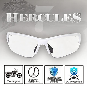 Global Vision Hercules 7 24-Hour Auto-Darkening Clear to Smoke Lens Transitional Safety Sunglasses Glasses Photochromic (White)
