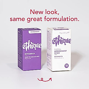 Ethique Botanica Floral Deodorant Stick for Men & Women - Aluminum-Free, Plastic-Free, Vegan, Cruelty-Free, Eco-Friendly, 2.47 oz (Pack of 1)