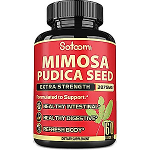 Natural Mimosa Pudica Seed Capsules - 7 Herbs - Equivalent to 3875mg with Oregano, Garlic, Neem Leaf, Black Walnut Powder, Clove Powder, Guduchi Powder - 1 Pack 60 Capsules for 2 Months