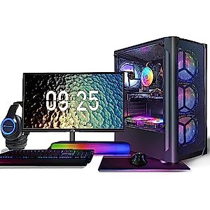 STGAubron Gaming PC Bundle with 24Inch FHD LED Monitor-Intel core I7 3.4G up to 3.9G,Radeon RX 580 8G GDDR5,16G,512G SSD,WiFi,BT 5.0,RGB Keybaord&Mouse&Mouse Pad,RGB BT Sound Bar,W10H64