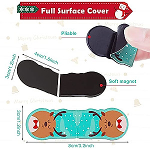 36 Pieces Christmas Magnetic Bookmarks Bulk Double Sided Page Marker Cute Santa Snowman Pattern Bookmarks Xmas Page Clips for Kids Winter Holiday School Gift