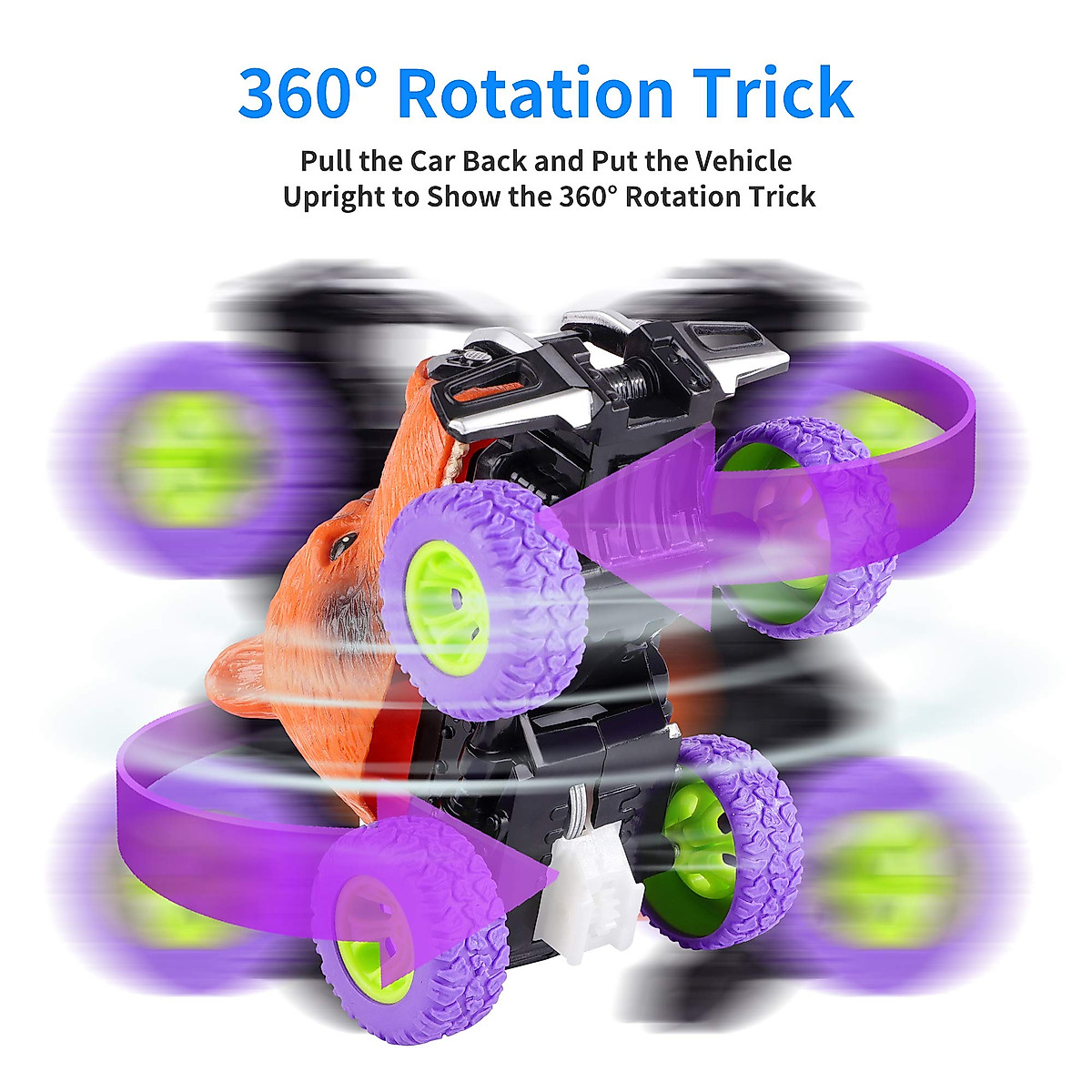 FiGoal Two Pack Monster Cars with Toy Gun Launchers Gifts for Kids for Family Fun Friction Powered Toy Cars Vehicles for Boys and Toddlers Games Toys Gifts for Birthday