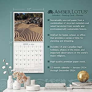 Gardens of the Spirit 2024 Wall Calendar: Japanese Garden Photography | 12" x 24" Open | Amber Lotus Publishing