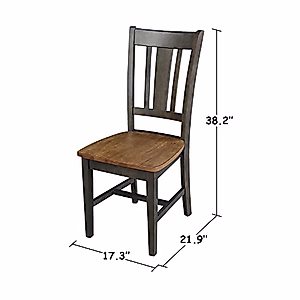 IC International Concepts 42-Inch Round Drop Leaf Dining Table Set with 4 Chairs, Ideal for Small Spaces and Dining Rooms - Hickory/Washed Coal Finish
