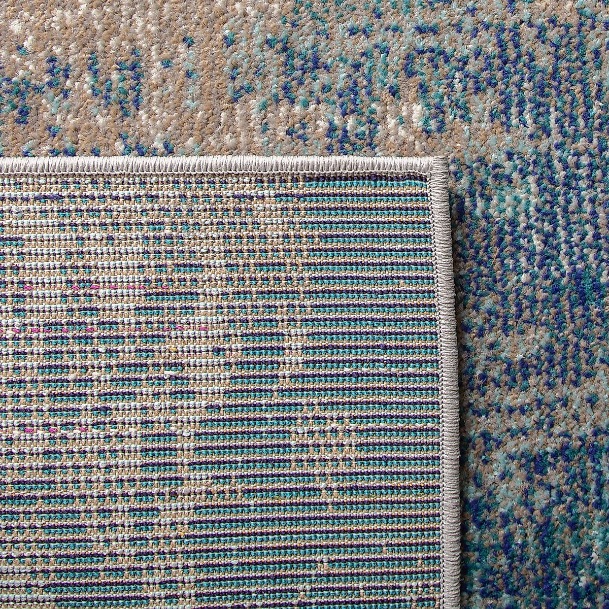 SAFAVIEH Madison Collection Area Rug - 9' x 12', Blue & Grey, Modern Boho Abstract Design, Non-Shedding & Easy Care, Ideal for High Traffic Areas in Living Room, Bedroom (MAD440M)