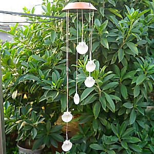 Clear Shell Color Changing LED Solar Mobile Wind Chimes, Solar Powered Wind Spinner Night Light Home Garden Yard Christmas Xmas Valentines Gift Decor
