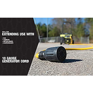 Southwire 65172840 20-Foot 30Amp Generator Cord, 10-Gauge Heavy Duty Electrical Power Cable with L14-30 Locking Plug, 125V / 250V, Yellow, Feet, Black