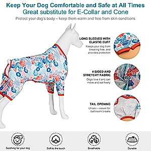 LovinPet Pajamas Outfit, Undershirt for Dog Coats, Lightweight Soft Fabric, Coral Trees and Shells Print, UV Protection Shirt, Easy to Wear Adorable Dog Clothes,Blue XXL