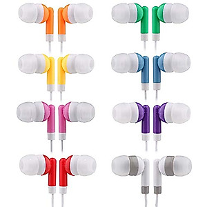CN-Outlet Kids Bulk Earbud Headphones 50 Pack Multi Colored, Individually Bagged, Wholesale Disposable Earphones Perfect for School Classroom Libraries Students (50Mixed)