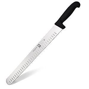 Premium 14-inch Slicing Knife With Granton Edge By Light 'n' Mighty-High Carbon German Stainless Steel Carving Knife For Meat, Whole Turkey, Brisket, Large Roasts-NSF Certified Ergonomic Ham Slicer