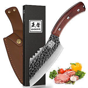 ENOKING Chef's Knife, 6.1" Viking Knife with Sheath Meat Cleaver Knife for Fish Meat Cutting, Full Tang Butcher Knife Janpanese Cooking Knives for Kitchen Camping Outdoor
