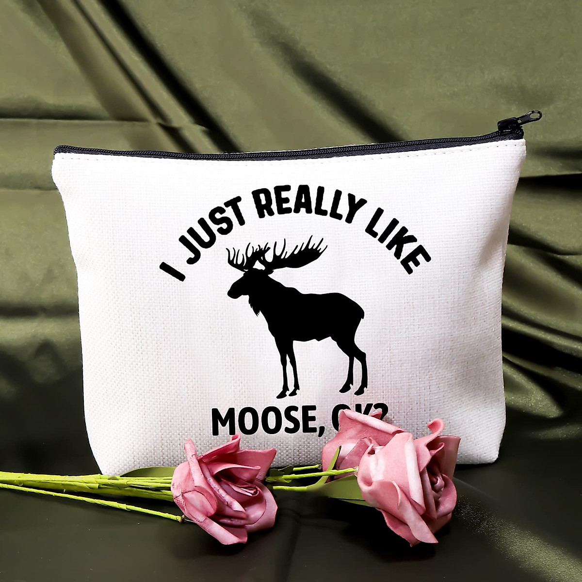 BDPWSS Moose Makeup Bag Moose Lover Gift I Just Really Like Moose OK Funny Moose Themed Gift (really like moose)