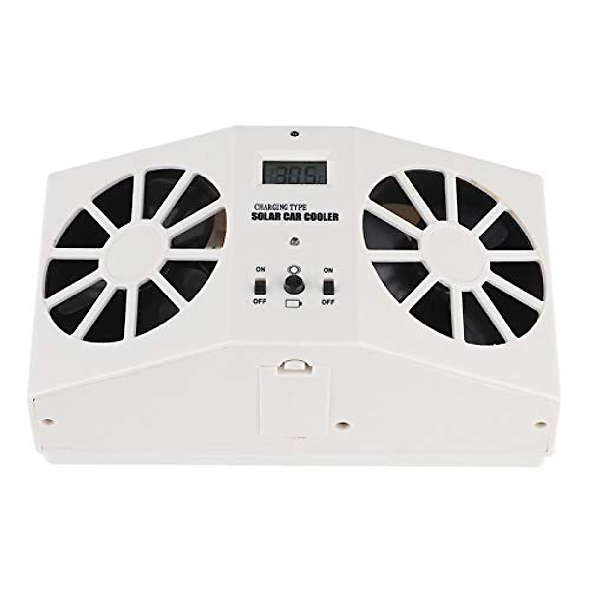 Fydun Solar Power Car Exhaust Fan with Two Air Vent Outlets Exhaust Fan Radiator Cooling Ventilation for Car, White