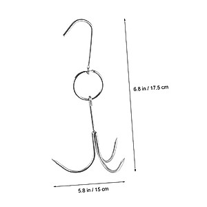 Levemolo 2pcs Triple Three Hooks Garden Prong Meat Grill Poultry Use Hanger Ham Hook S- Useful Tools Tool Smoker Hanging Practical Drying Mutton Steel Accessories Cooking Butcher