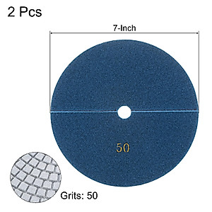 uxcell Diamond Polishing Pad 7-Inch 50 Grits Wet/Dry Grinding for Stone Concrete Marble Countertop Floor 2pcs